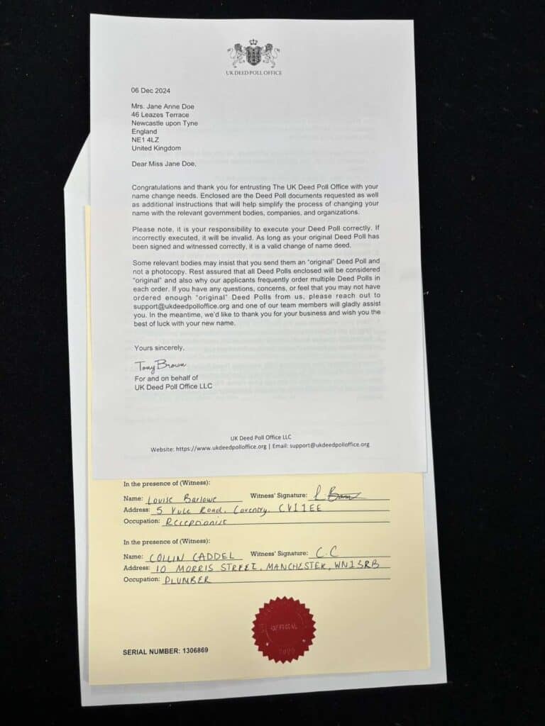 Change your name by deed poll: UK Deed Poll Office